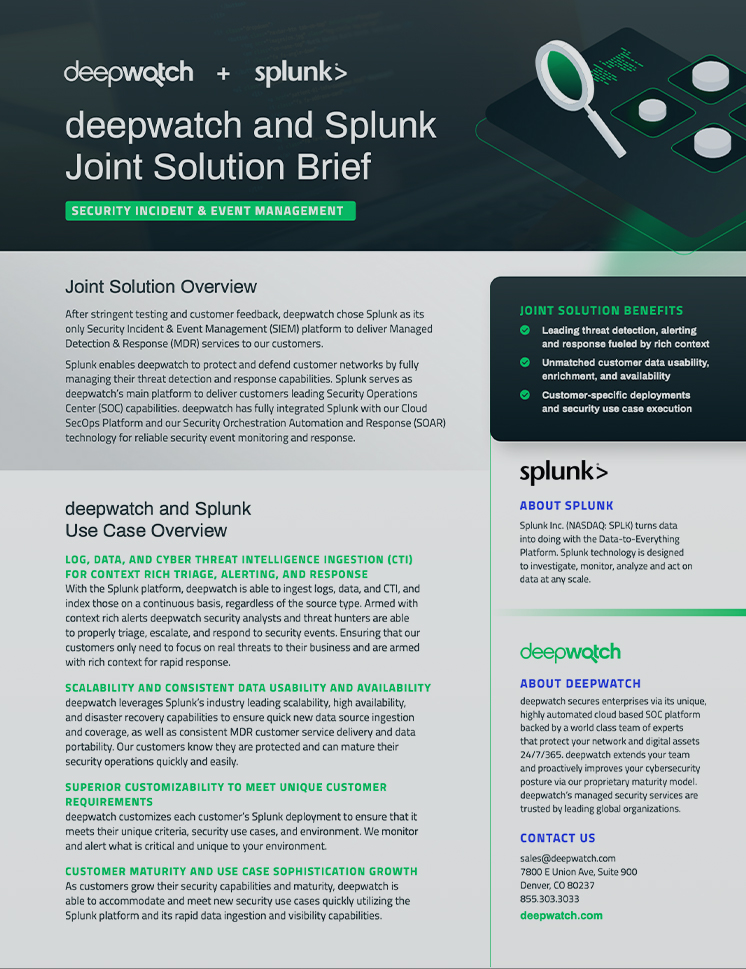deepwatch and Splunk Joint Solution Brief - deepwatch